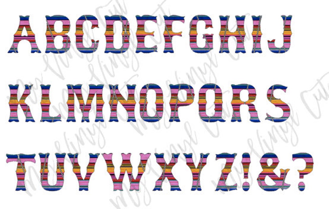 Serape Patterned Western Style Alphabet Letters Lettering Png Pdf for ...