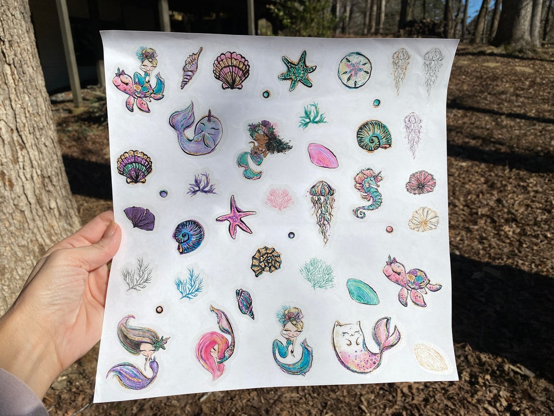 Sticker Sheet - Set of 40 Stickers - Mermaid Clipart Underwater Images ...