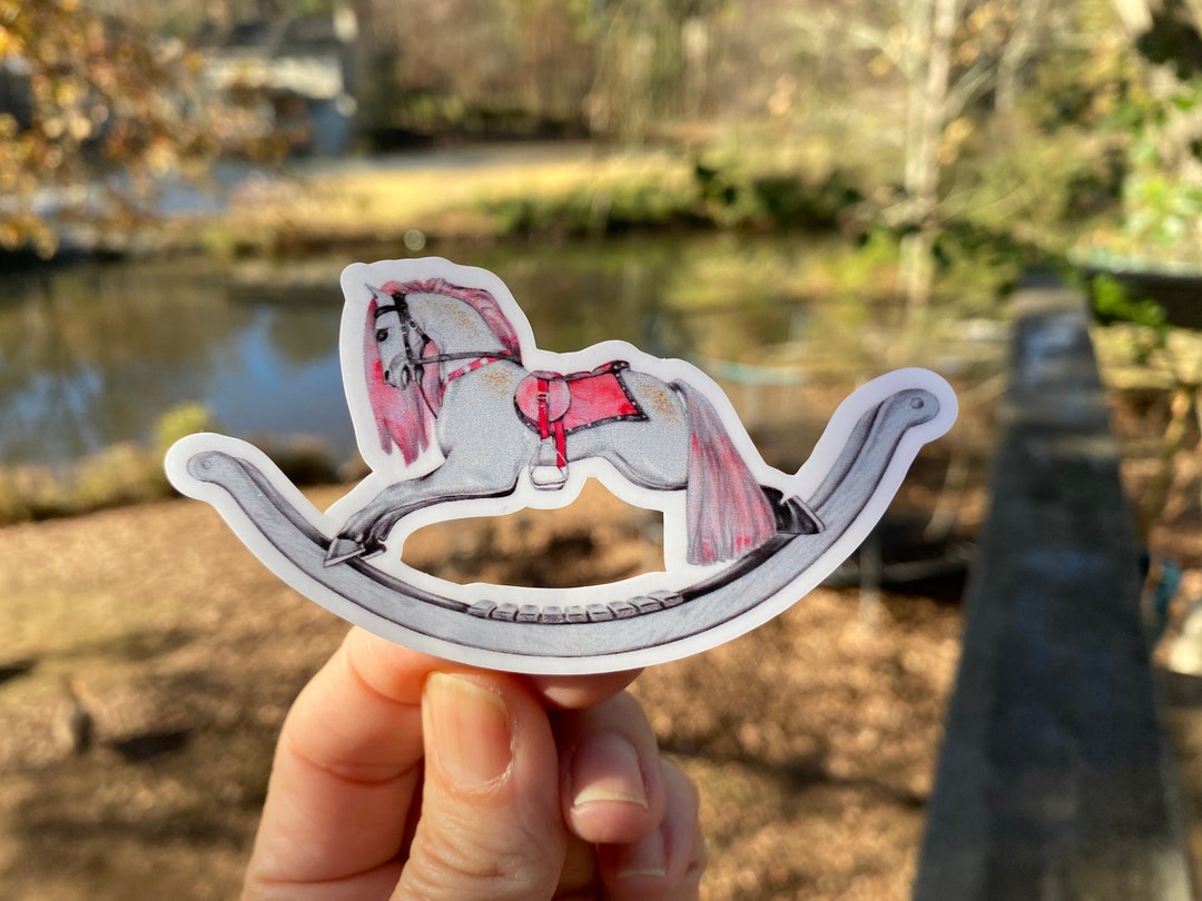 Rocking Horse Waterproof Vinyl Sticker Window Cling Glitter Holographic ...