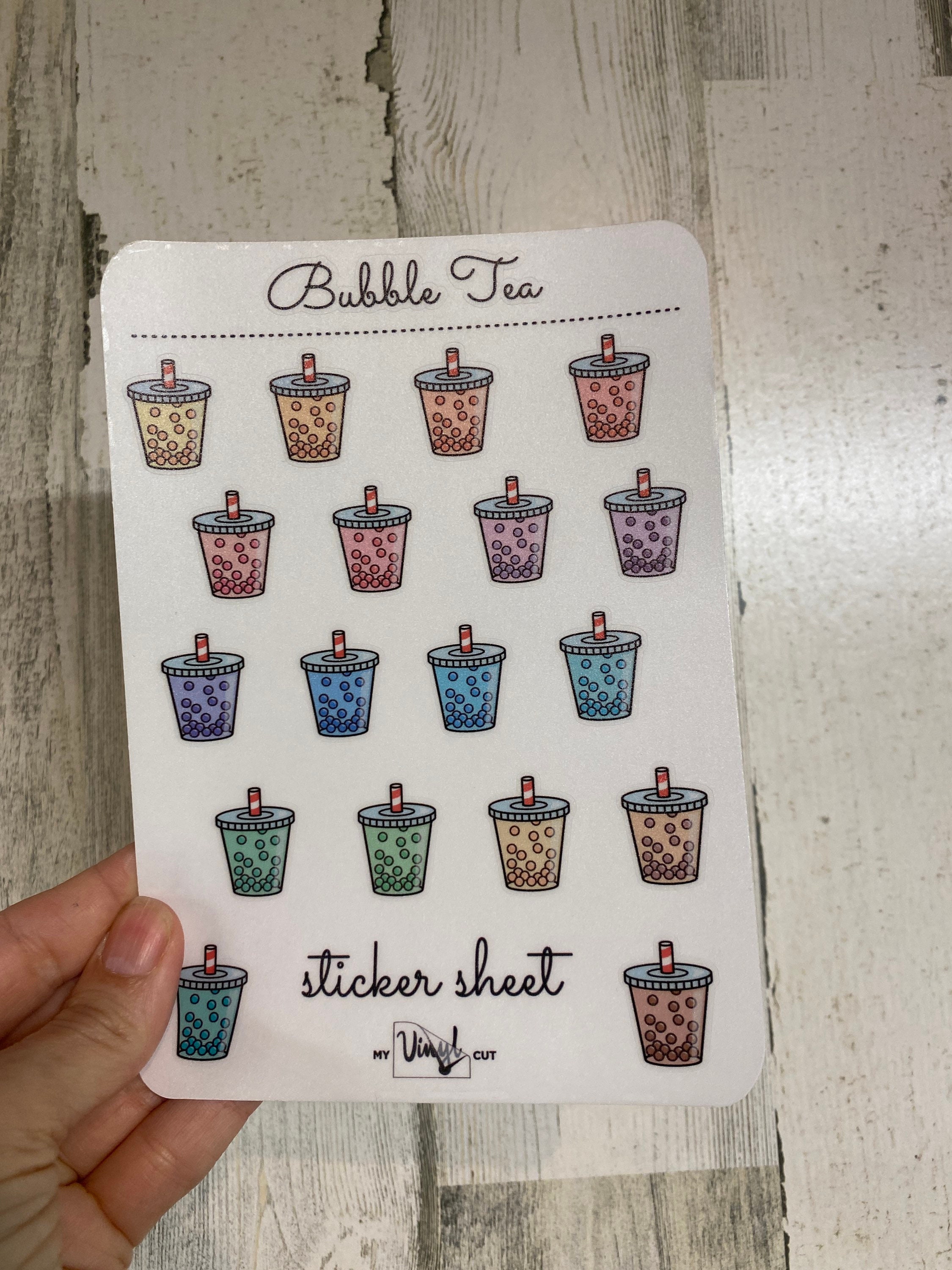Sticker Sheet Set of Planner Stickers Bubble Tea Flat Top 1 Inch ...