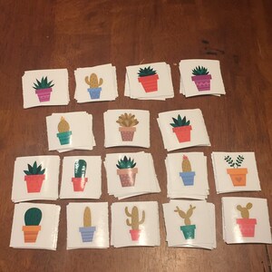 MINI Stickers (#13) Cute Little Cactus Vinyl Stickers Choose One Mini ...