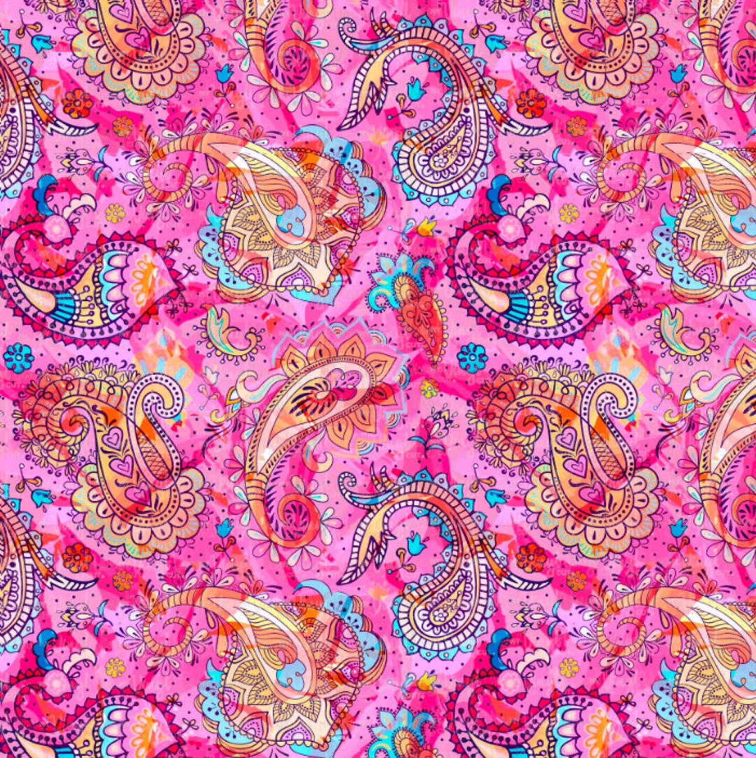 Printed Heat Transfer Vinyl Pink Paisley HTV for T Shirts or Adhesive ...