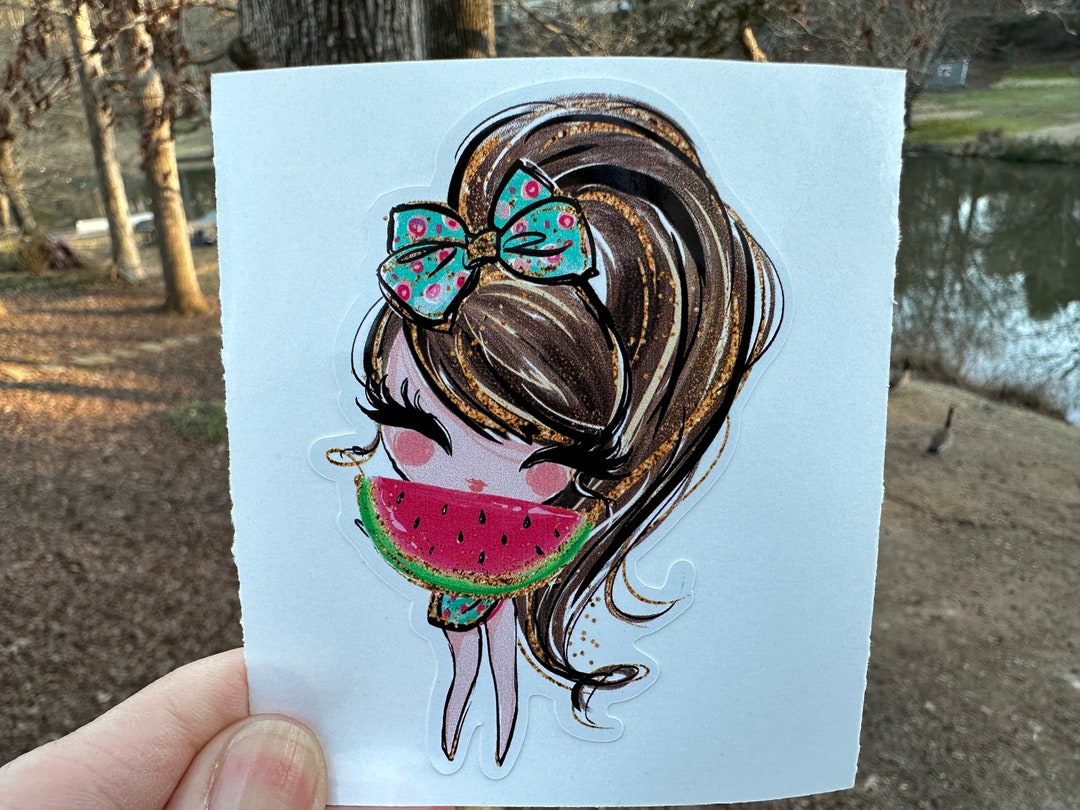 Watermelon Girl | 61F | Vinyl Sticker Waterproof | Window Cling ...