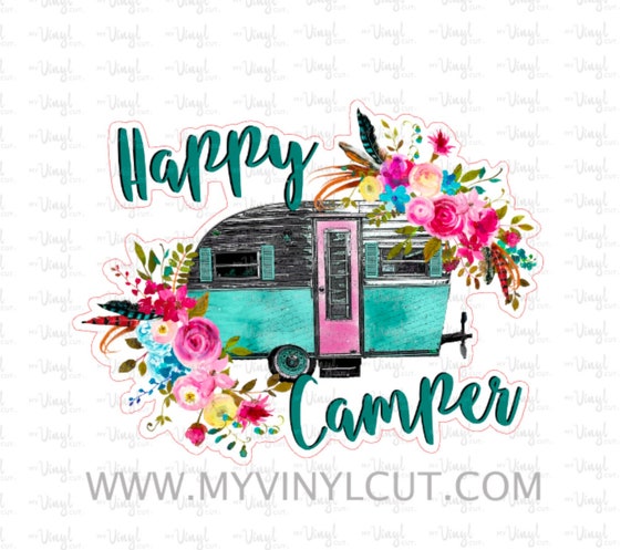 Stickers, Labels & Tags & Happy Camper Be Kind Painted Flower Bouquet ...