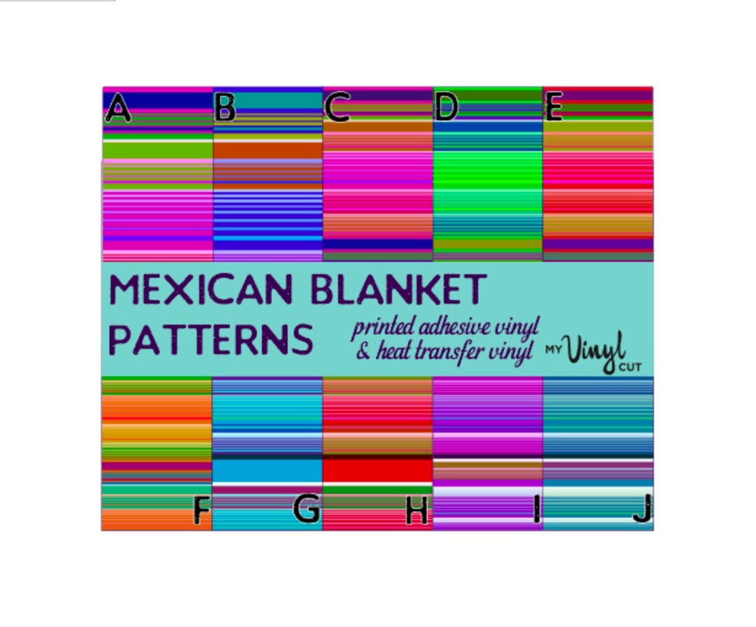 Printed Vinyl Mexican Blanket Patterned Heat Transfer or Adhesive Vinyl ...