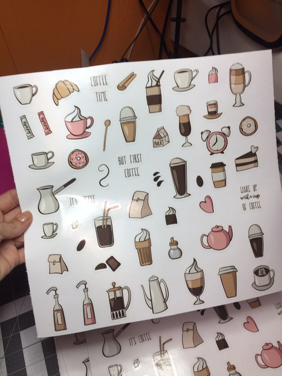 Sticker Sheet - Set of 50 Stickers - Coffee Shop Images PRINTED Vinyl ...