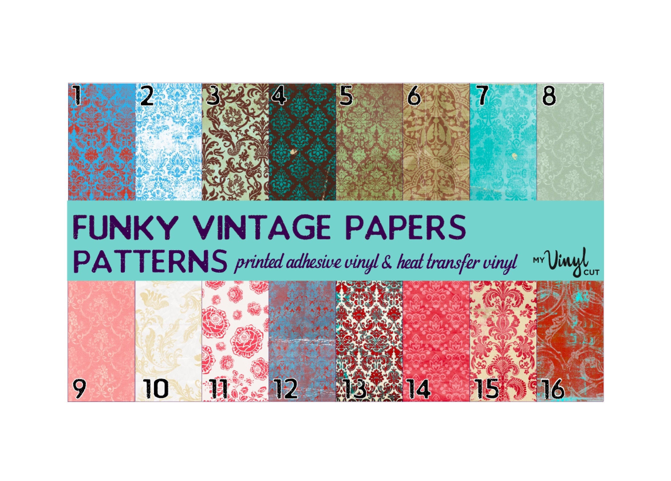 Printed Vinyl and HTV Funky Vintage Papers Patterns Heat - Etsy