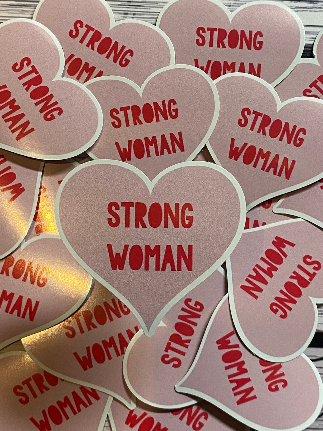 Mini Sticker (#2) Strong Woman Pink Heart PRINTED vinyl sticker White ...