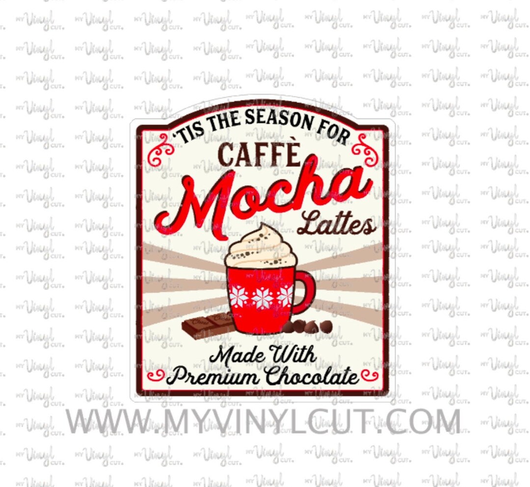 Sticker 16M Tis the Season for Cafe Mocha Latte Christmas Tumbler Label ...