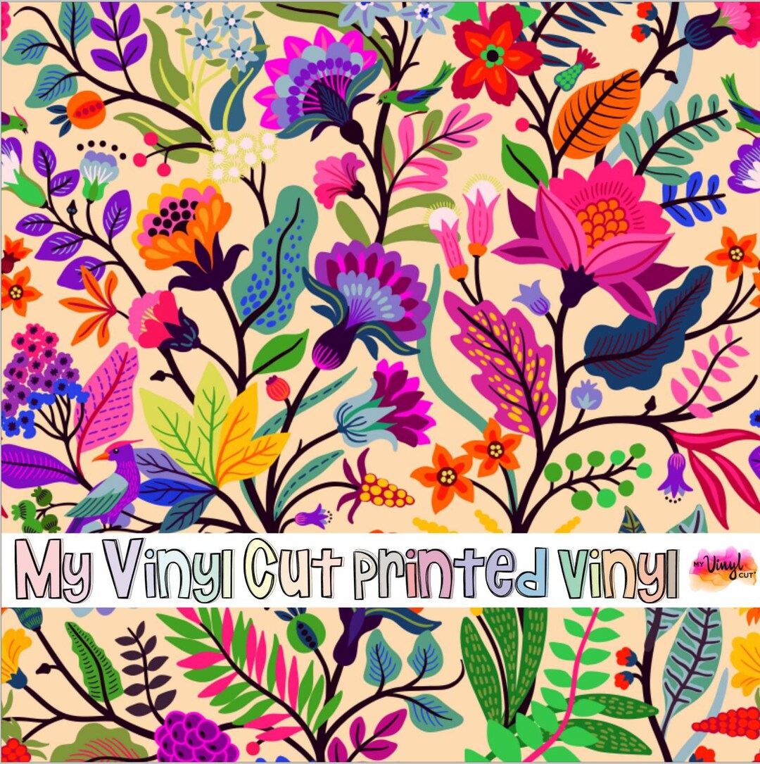 Printed Vinyl and HTV Colorful Flowers Pattern for T Shirts, Adhesive ...