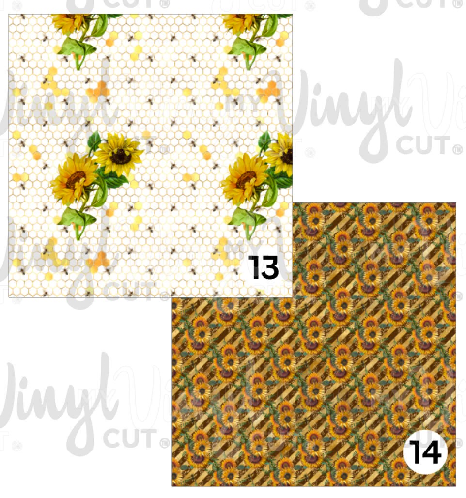 Printed Vinyl Sunflower and Bees Patterned HTV Heat Transfer Vinyl or ...