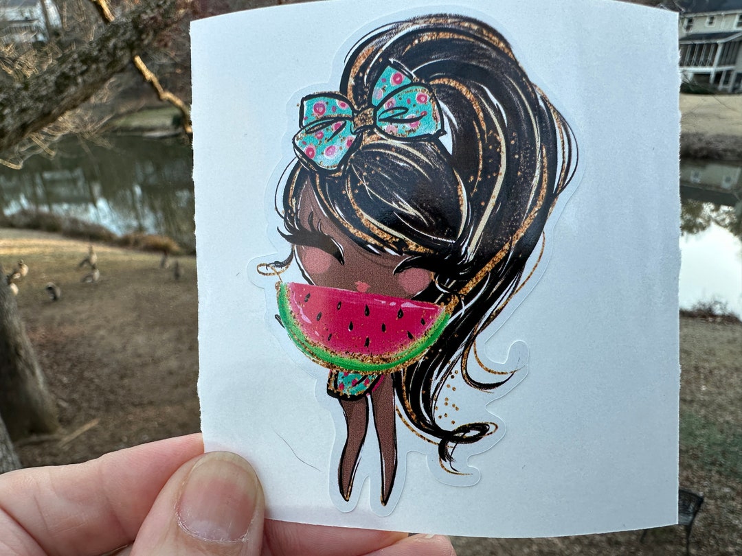 Watermelon Girl | 61J | Vinyl Sticker Waterproof | Window Cling ...