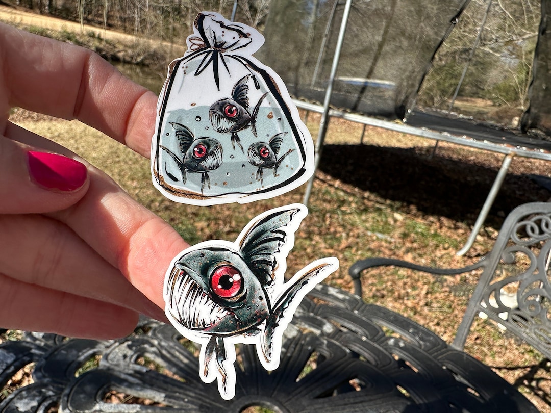 Piranha Fish 68I Vinyl Sticker Waterproof Window Cling Glitter ...