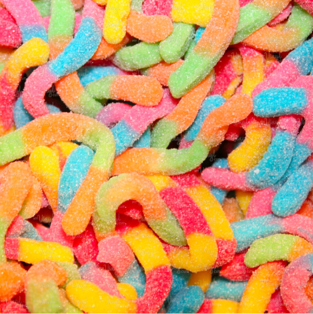 Gummy Worms Candy Realistic Photo Pattern Printed Heat Transfer Vinyl ...