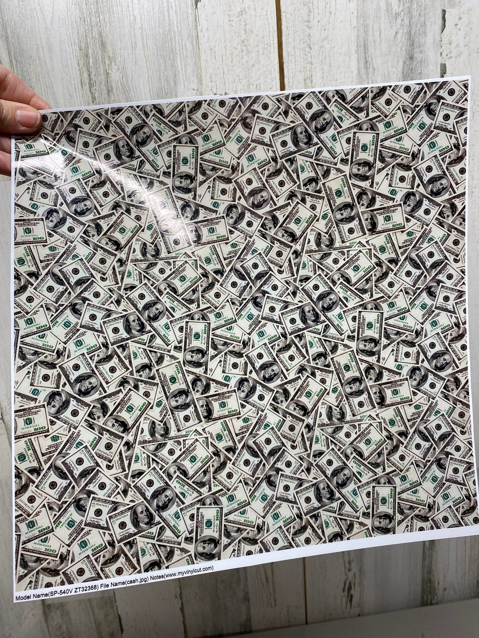 Cash Money Hundred Dollar Bills Pattern Printed Heat Transfer Vinyl HTV ...