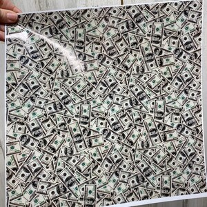 Cash Money Hundred Dollar Bills Pattern Printed Heat Transfer Vinyl HTV ...
