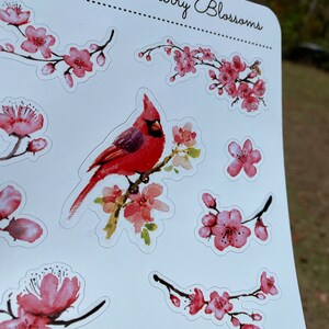 Sticker Sheet Set of Planner Stickers Watercolor Red Cardinal Bird ...