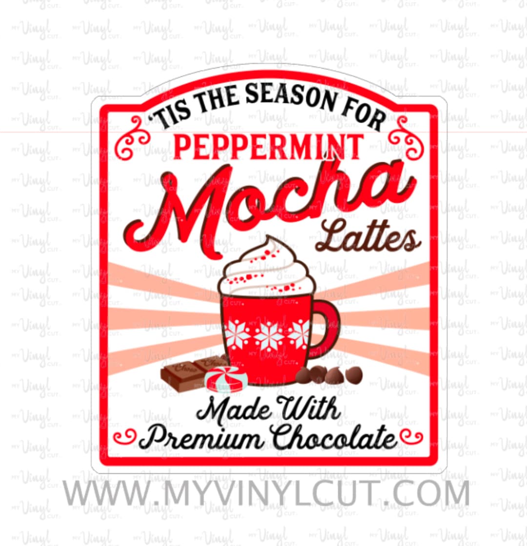 Sticker 26H Peppermint Mocha Latte Tumbler Label Vinyl Decal PRINTED ...
