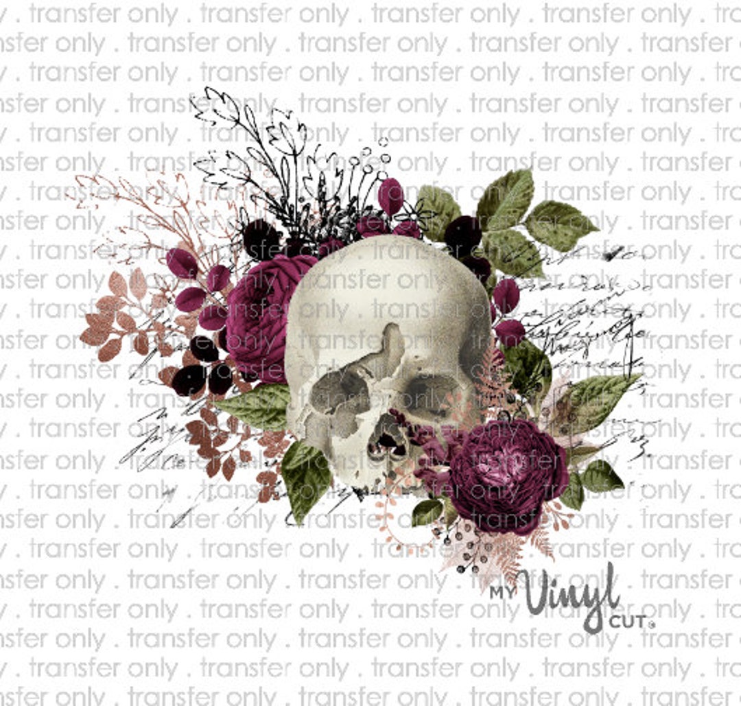 Sticker 55A Gothic Skull With Flowers DC1 PRINTED Vinyl - Etsy