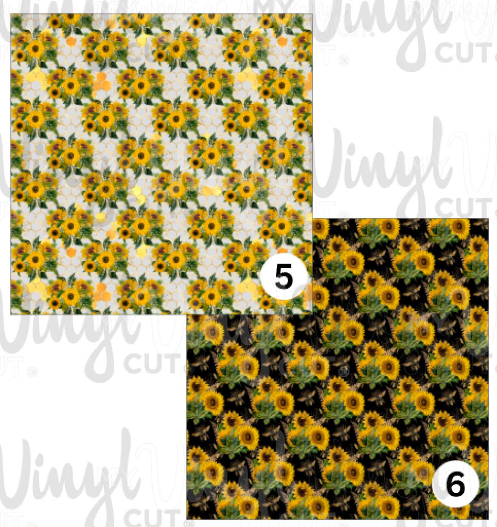 Printed Vinyl Sunflower and Bees Patterned HTV Heat Transfer Vinyl or ...