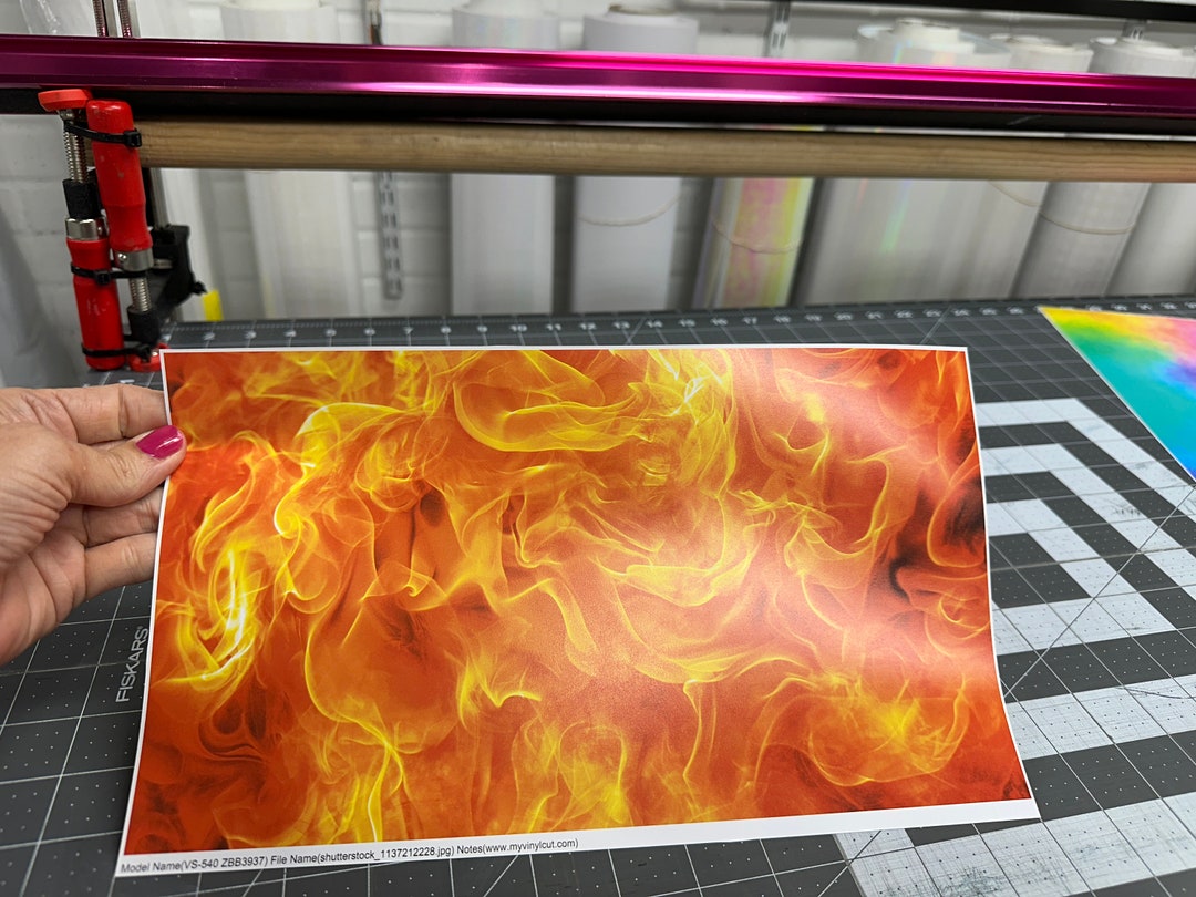 Printed Vinyl | Red and Orange Flames | Permanent Removable Adhesive ...