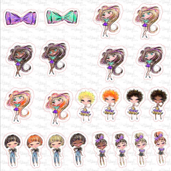 Sticker Doll Girls Cute Girl Dolls White Stickers Clear | Etsy