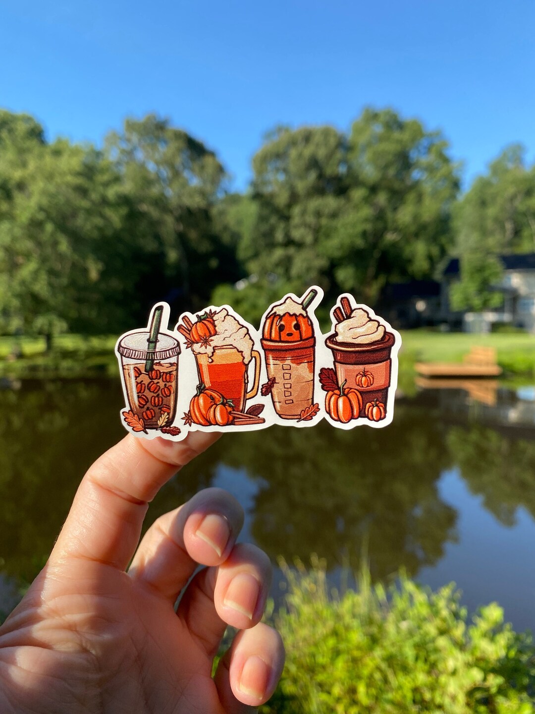 Fall Drinks | 53C | Waterproof Vinyl Sticker | Window Cling | Glitter ...