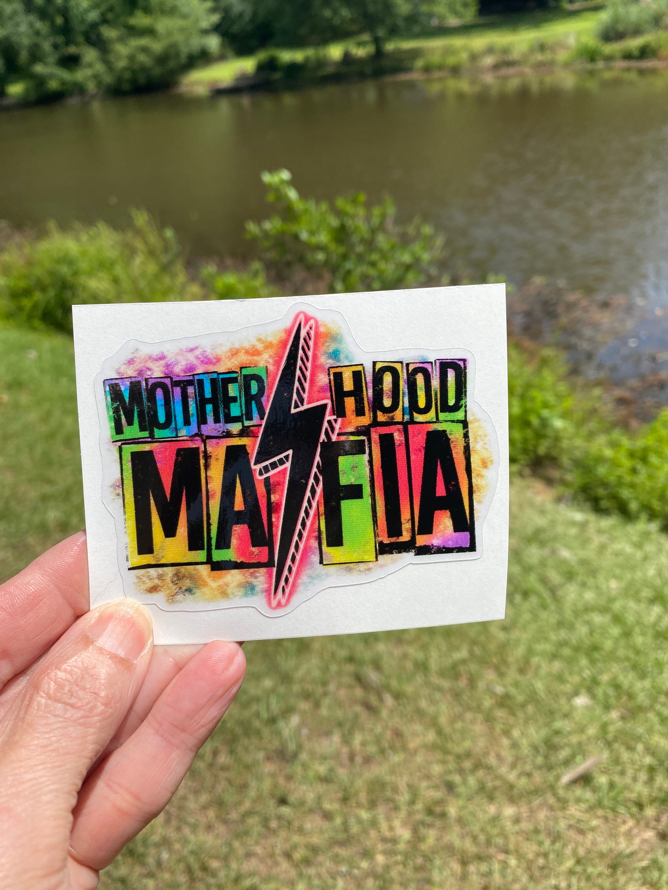 Sticker 50L Motherhood Mafia Neon Colorful Laminated Printed on Clear ...