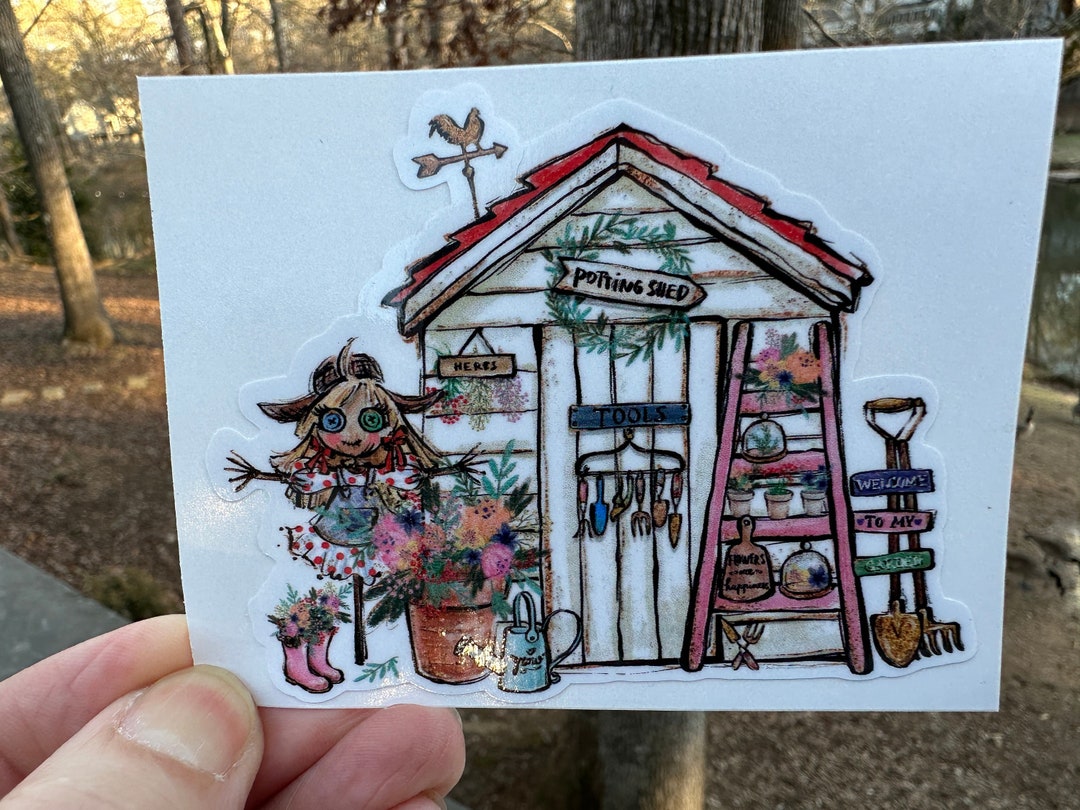Garden Shed | 3M | Vinyl Sticker Waterproof | Window Cling | Glitter ...