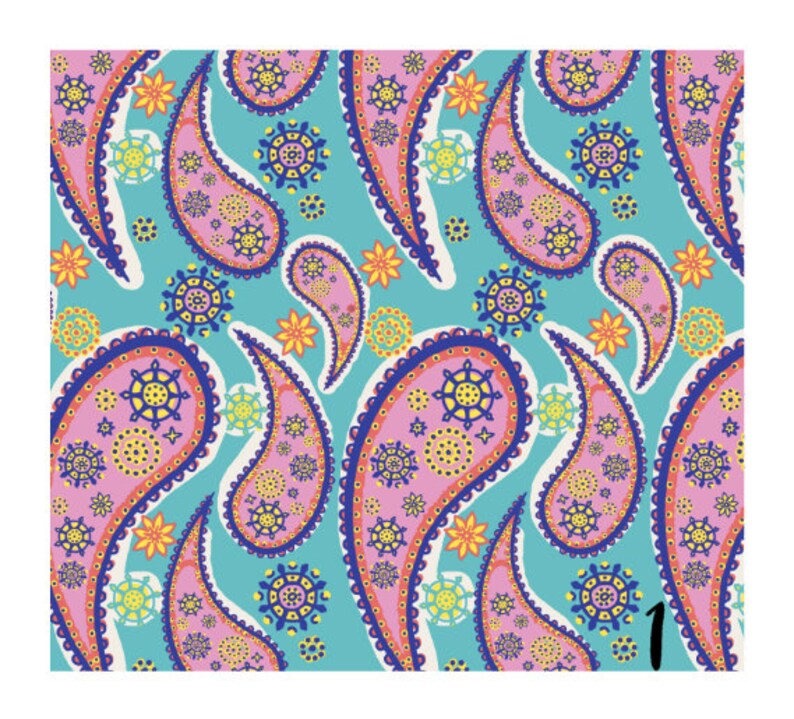 Colorful Paisley Graphics patterned HTV Heat Transfer or | Etsy