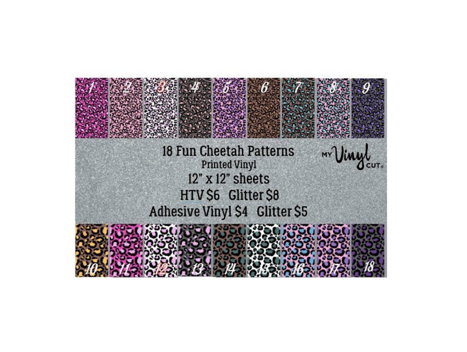 Printed Vinyl FUN CHEETAH Patterns 12 X 12 Inch Sheet of Heat Transfer ...