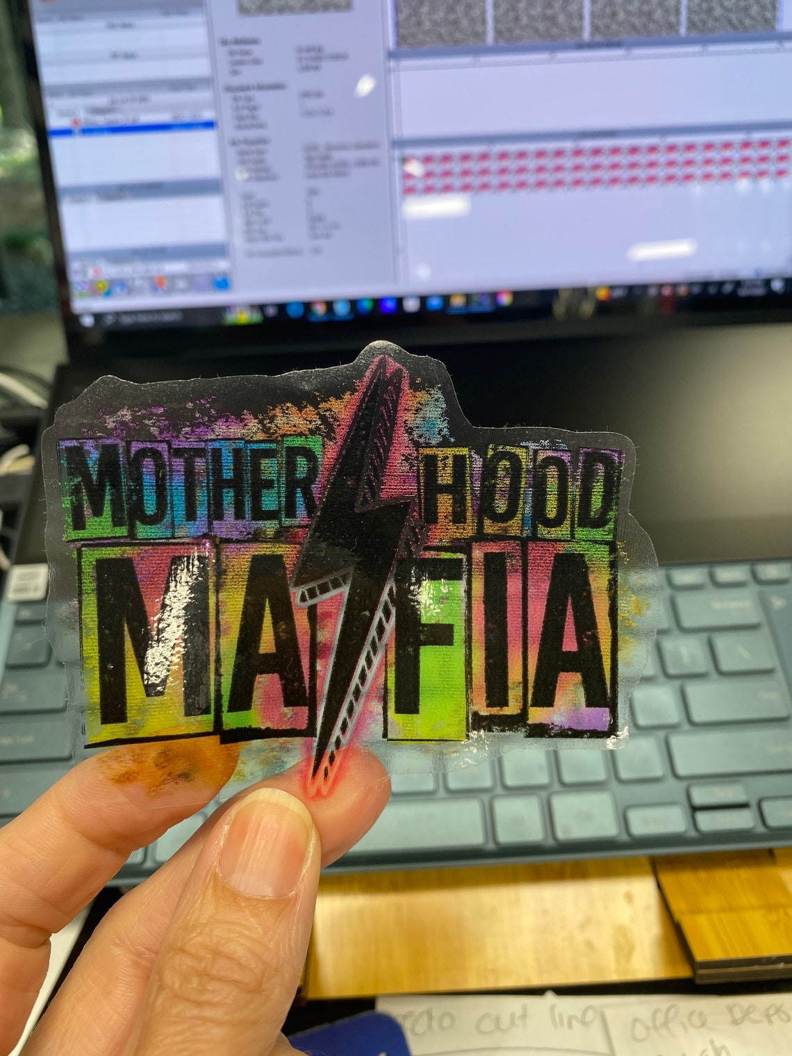 Sticker 50L Motherhood Mafia Neon Colorful Laminated Printed on Clear ...