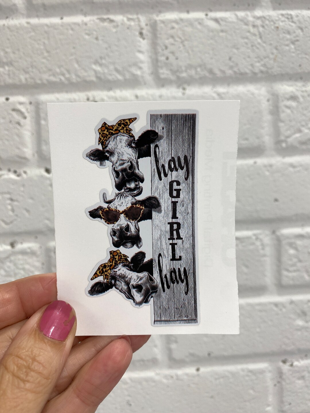 Hay Girl Hay 47F Waterproof Vinyl Sticker Window Cling Glitter ...