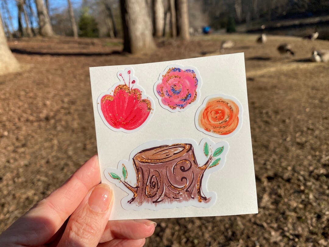 Tree Stump Flower | 34K | Vinyl Sticker Waterproof | Window Cling ...