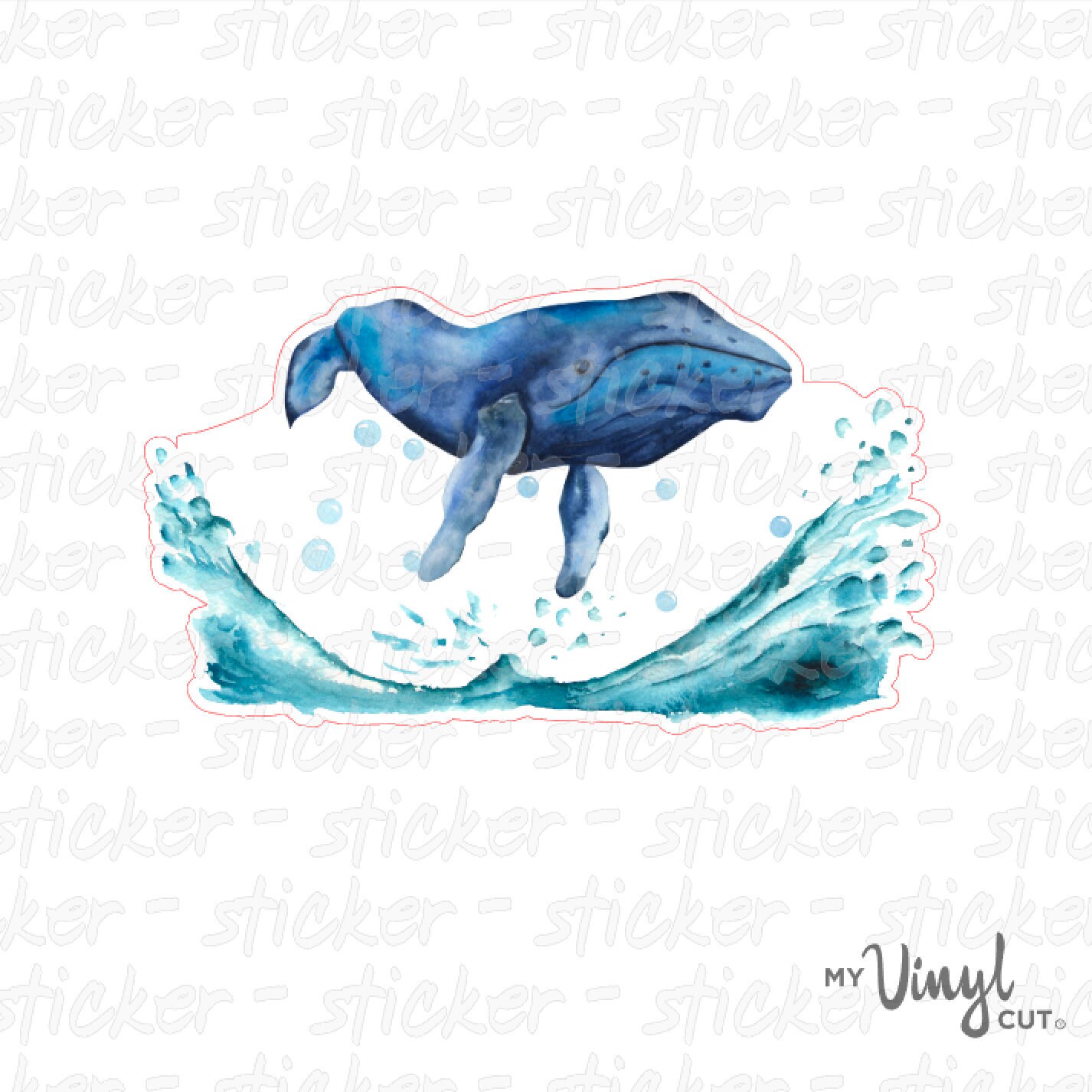 Mini Sticker (#19) Blue Whale Sea Ocean Theme Decal 2 Inch PRINTED on ...