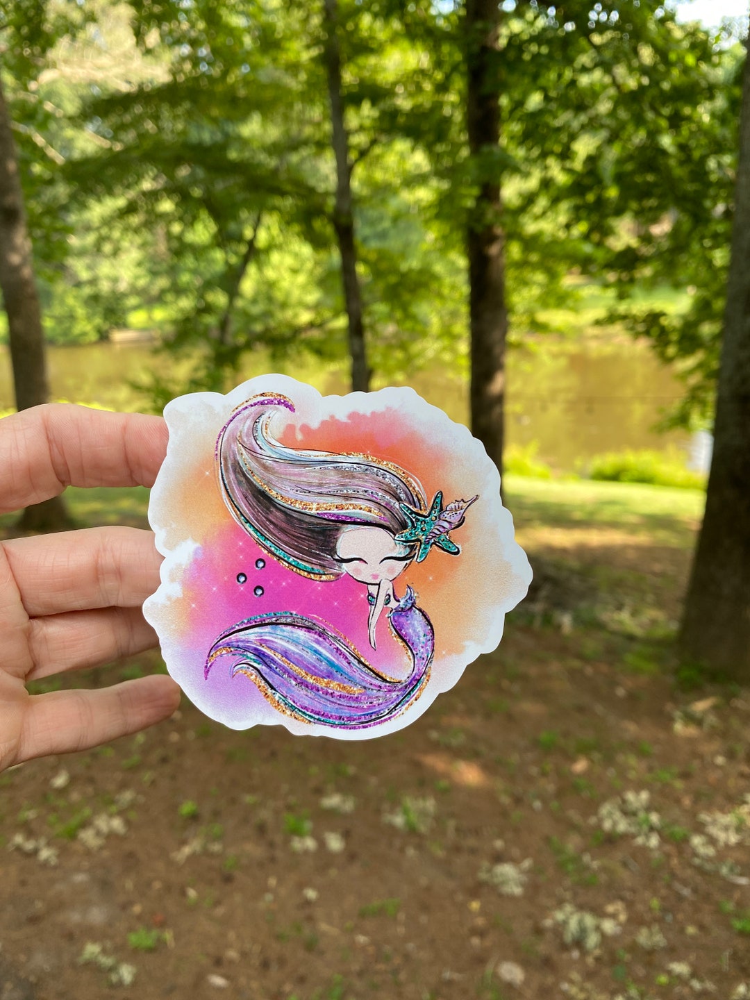 Sticker 50P Colorful Mermaid Ocean Theme PRINTED Vinyl Sticker White ...