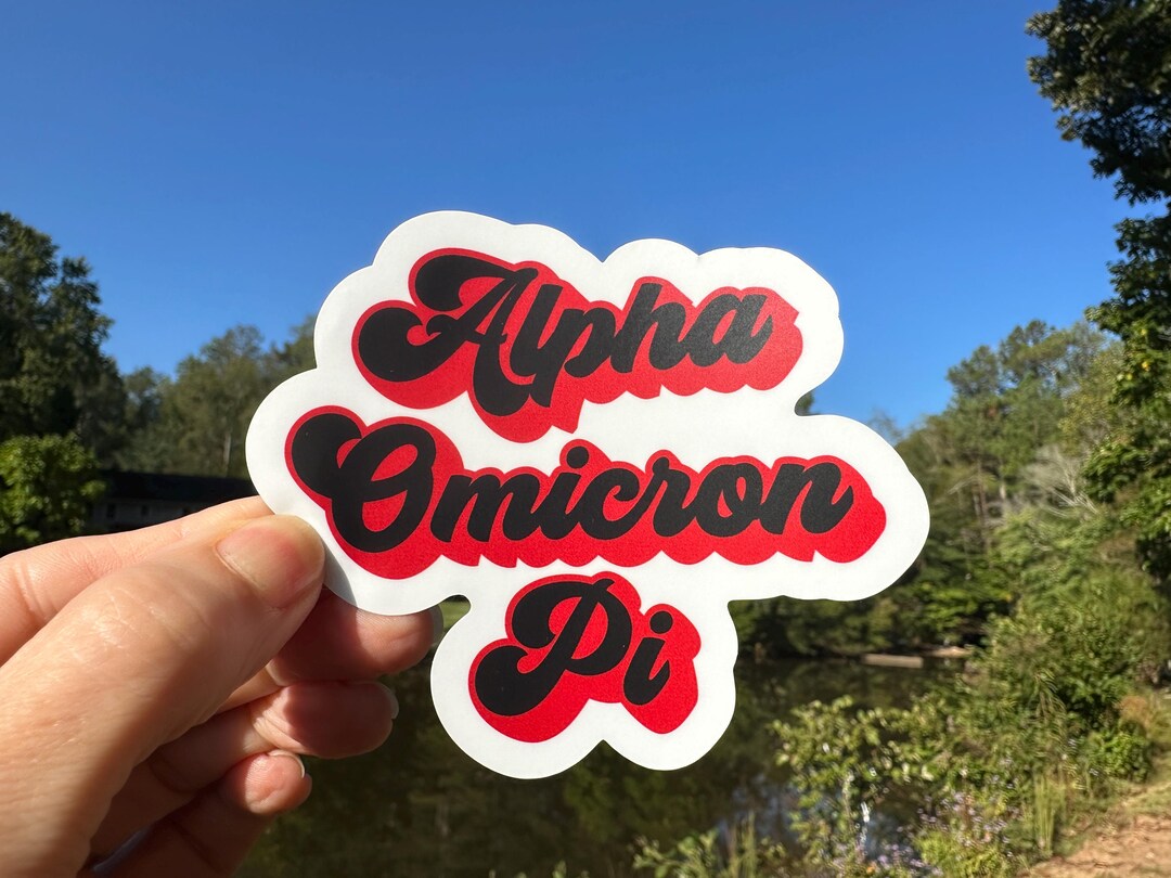Sticker | Alpha Omicron Pi | Retro Text | AOP B | Waterproof ...
