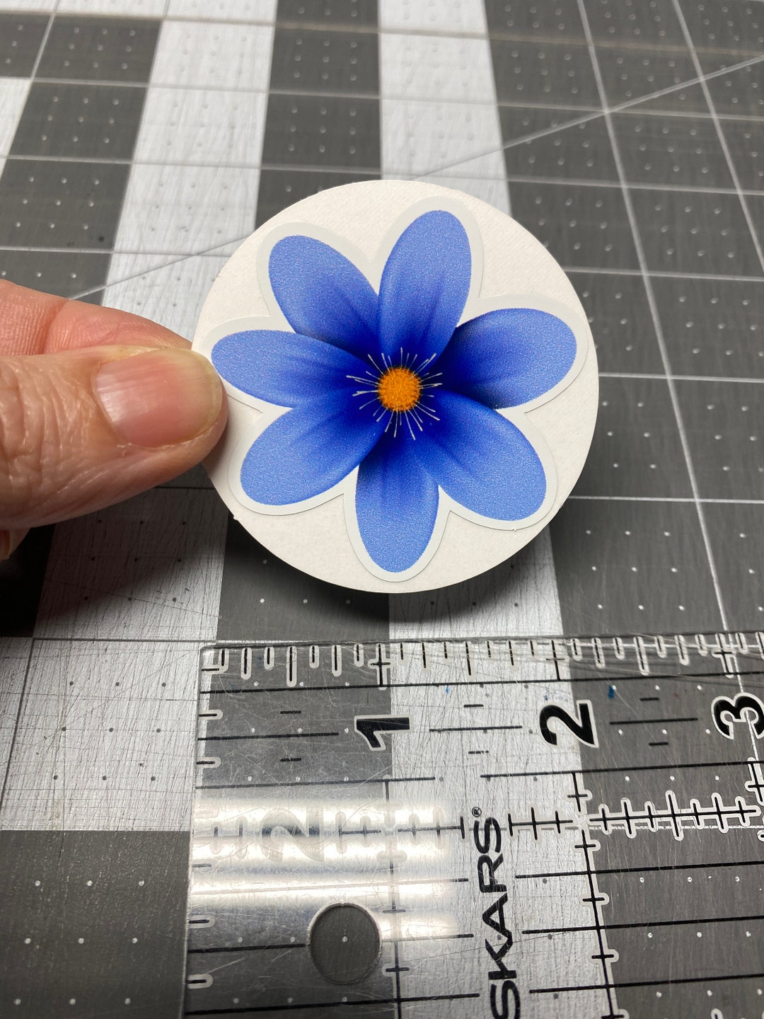 Mini Sticker LF7 Little Blue Flower 2 Inch Sticker Permanent Adhesive ...