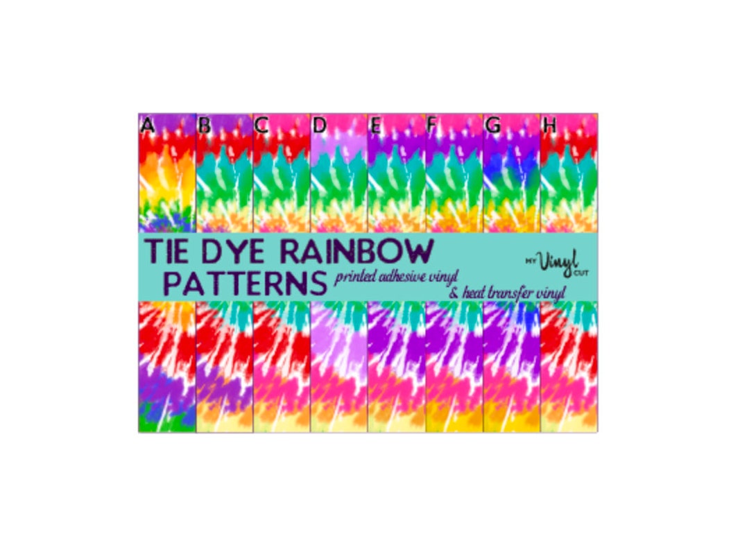 Printed Vinyl Tie Dye Rainbow Patterned Heat Transfer or Adhesive Vinyl ...