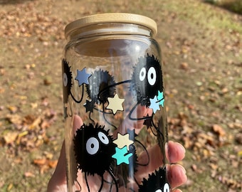 Soot Sprite Glass Cup, Iced Coffee Cup, Vinyl Tumbler, Anime Cup, Beer ...