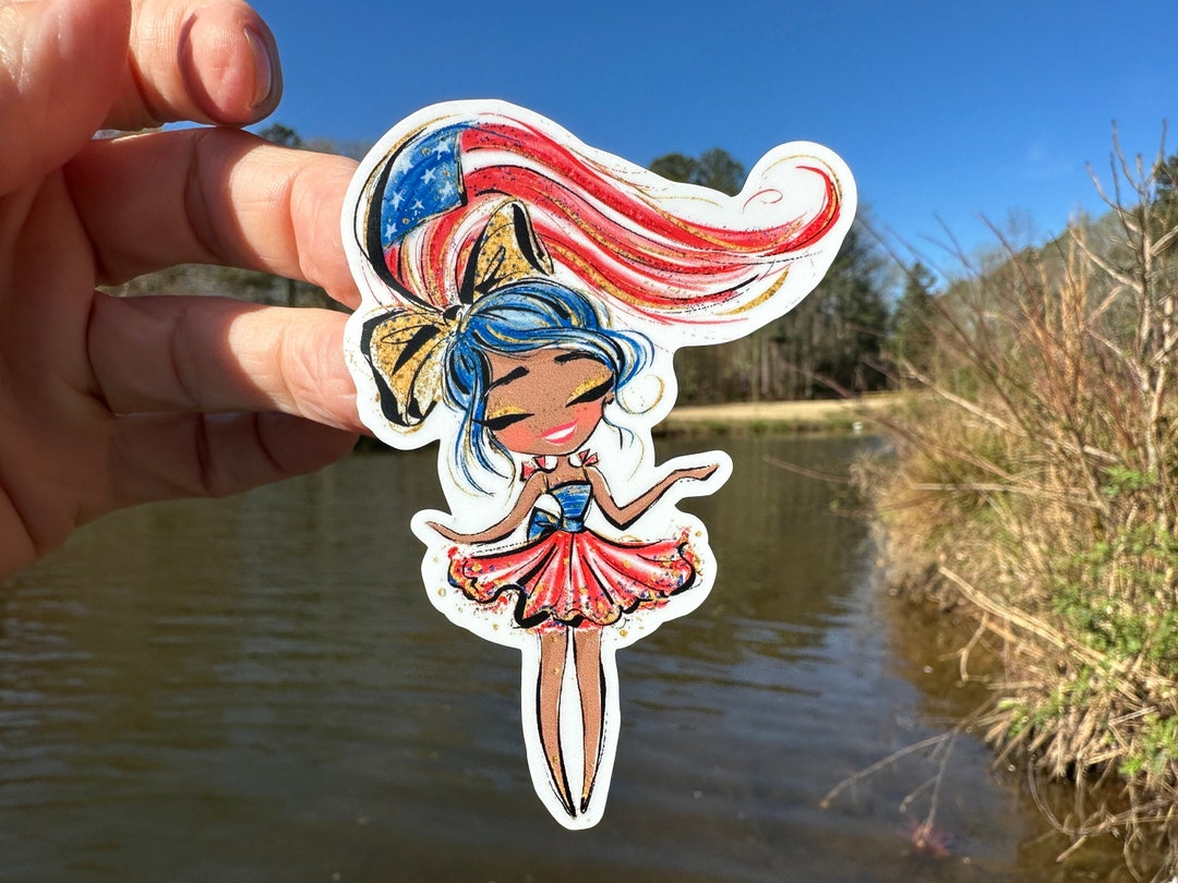 Patriotic Girl | 69B | Vinyl Sticker Waterproof | Window Cling ...