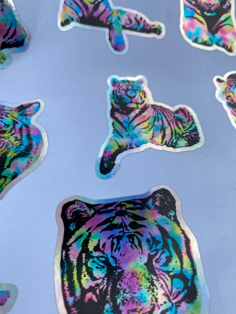Sticker Sheet Rainbow TIGER Set of 16 Stickers 1 Inch to 2 | Etsy