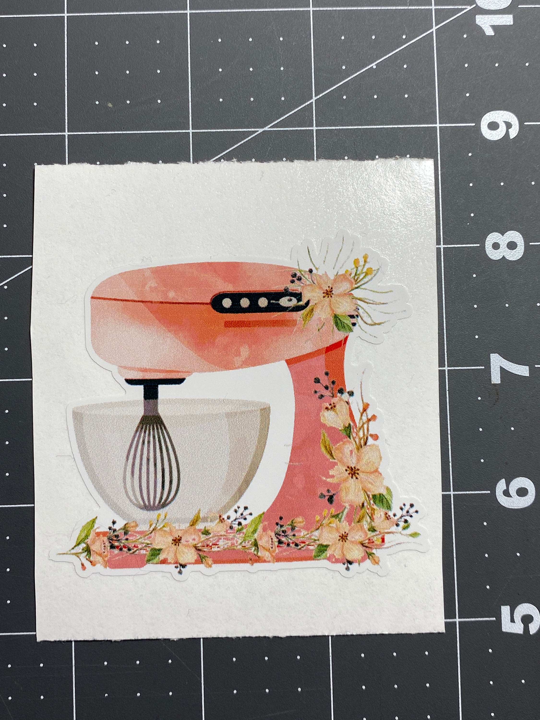Mini Sticker (#9) Watercolor Pink Mixer With Flowers PRINTED Vinyl ...