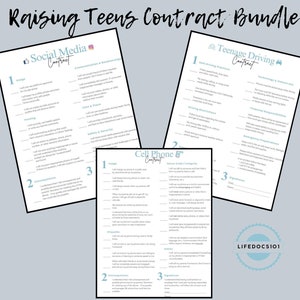 Raising Teens Bundle, Teen Contracts, Cell Phone, Social Media, Driving ...