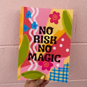 No Risk No Magic | Typography Art Print | Abstract Colourful Poster - Etsy