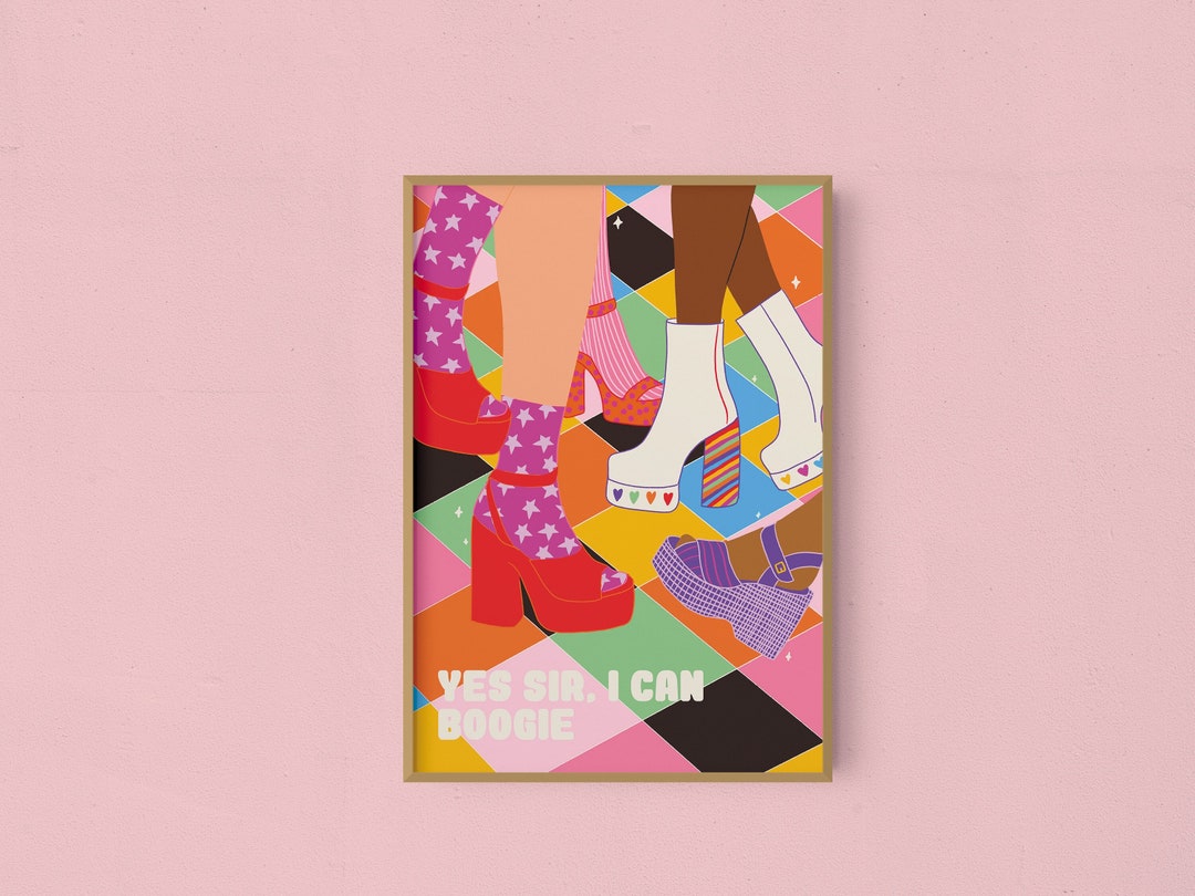 Boogie Art Print | Disco Lover Art Print | 70s Disco Shoes | Retro ...