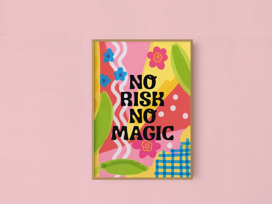 No Risk No Magic | Typography Art Print | Abstract Colourful Poster - Etsy