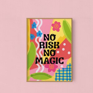No Risk No Magic | Typography Art Print | Abstract Colourful Poster - Etsy