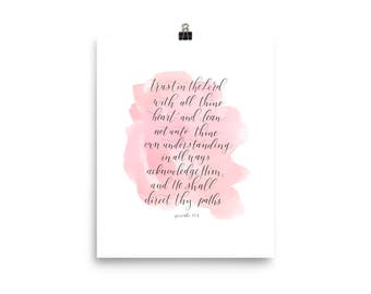 Proverbs 3:5-6, Trust in the Lord, Bible Verse Printable, Hand Drawn ...