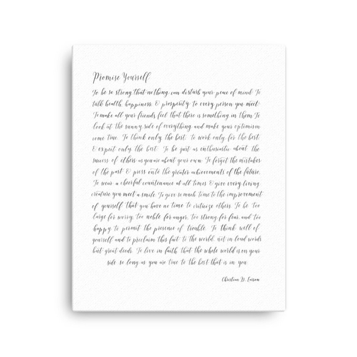 Canvas/ Promise Yourself / Christian D. Larson / Handlettered ...